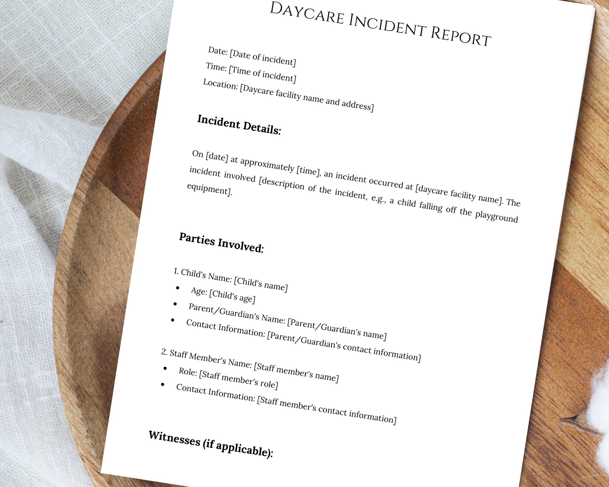 Daycare Incident Report Edit in Canva Building Trust, One Report at a ...