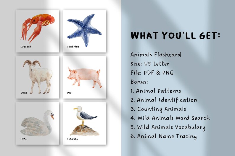 Printable Animal Flashcards for Toddlers & Preschool – Baby Learning ...