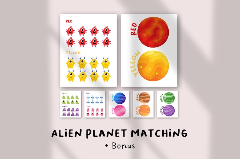 Alien Matching Game Worksheet | Outer Space Activity for Preschool ...