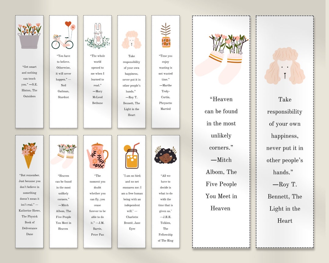 PRINTABLE BOOKMARK: Cute Illustrations for Simple Bookmarks - Etsy