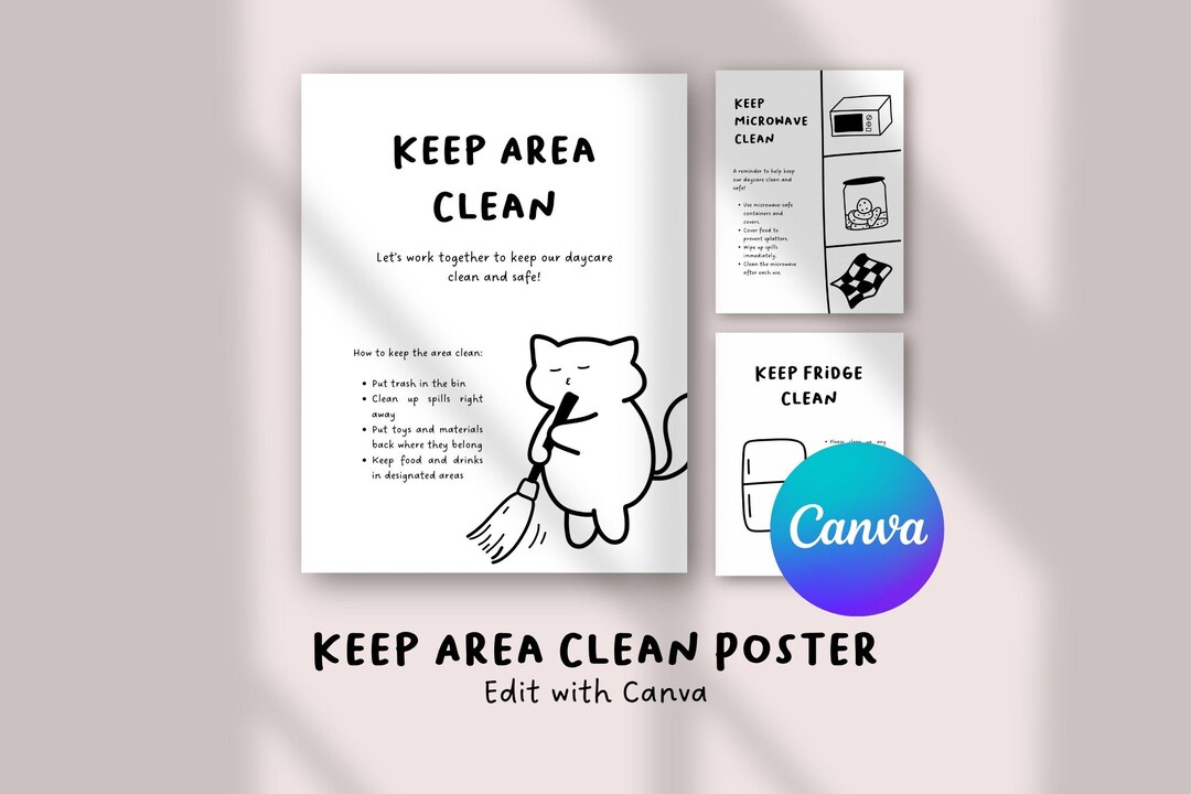 Editable Cleanliness Sign Bundle for Daycare | Keep Area Clean ...