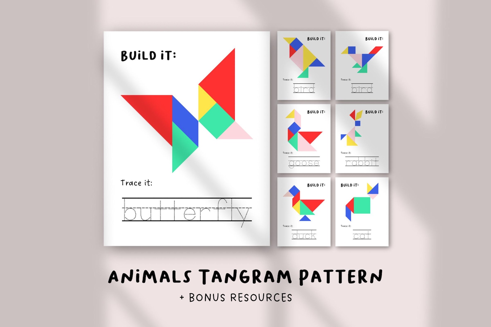 Animal Tangram Puzzle Printable – Shape Matching Activity – Fine Motor ...