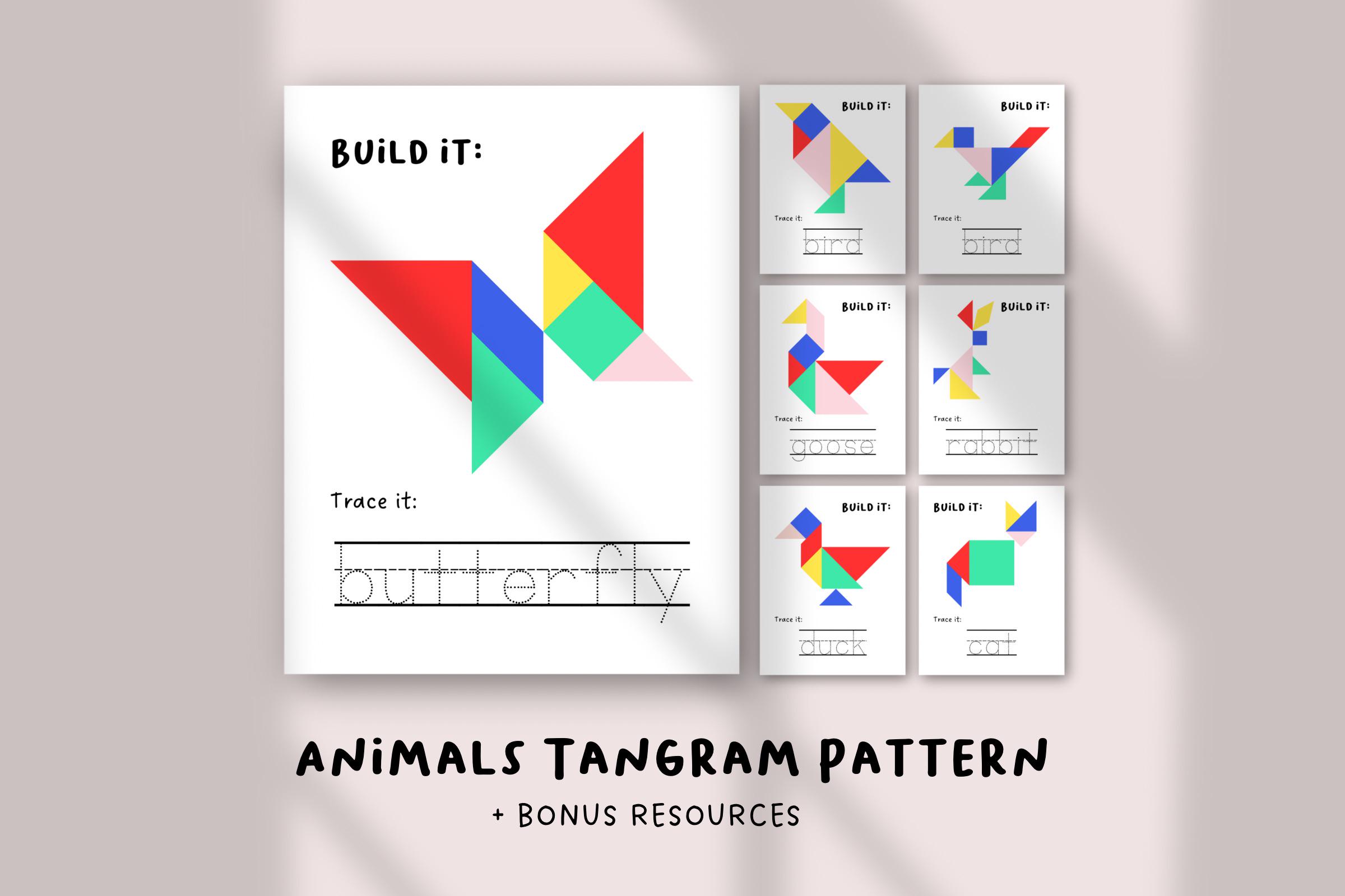 Animal Tangram Puzzle Printable – Shape Matching Activity – Fine Motor ...