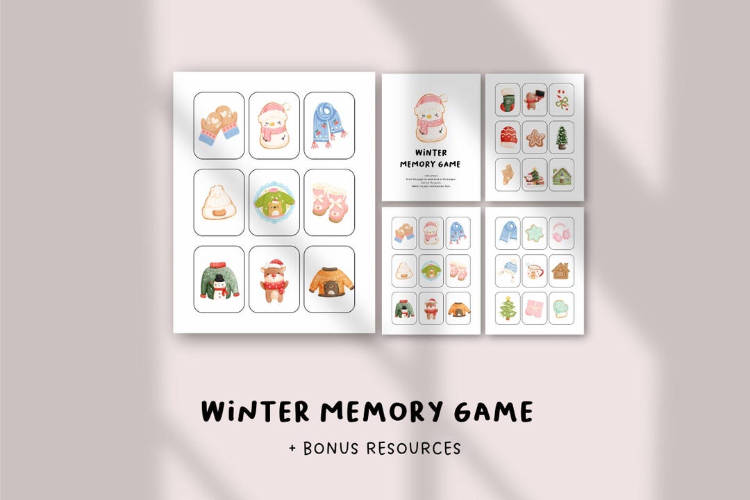 Winter Memory Game | Printable Matching Activity | Winter Theme ...