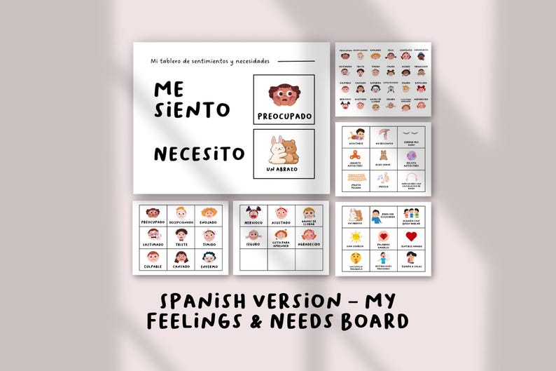 Spanish Version – Feelings and Needs Chart for Kids | Editable Emotions ...