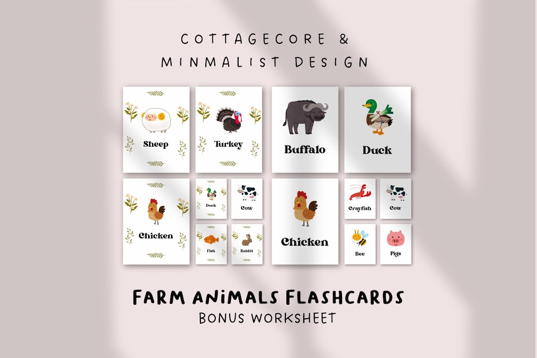 20+ Farm Animals Flashcards | Montessori-inspired Learning Cards ...