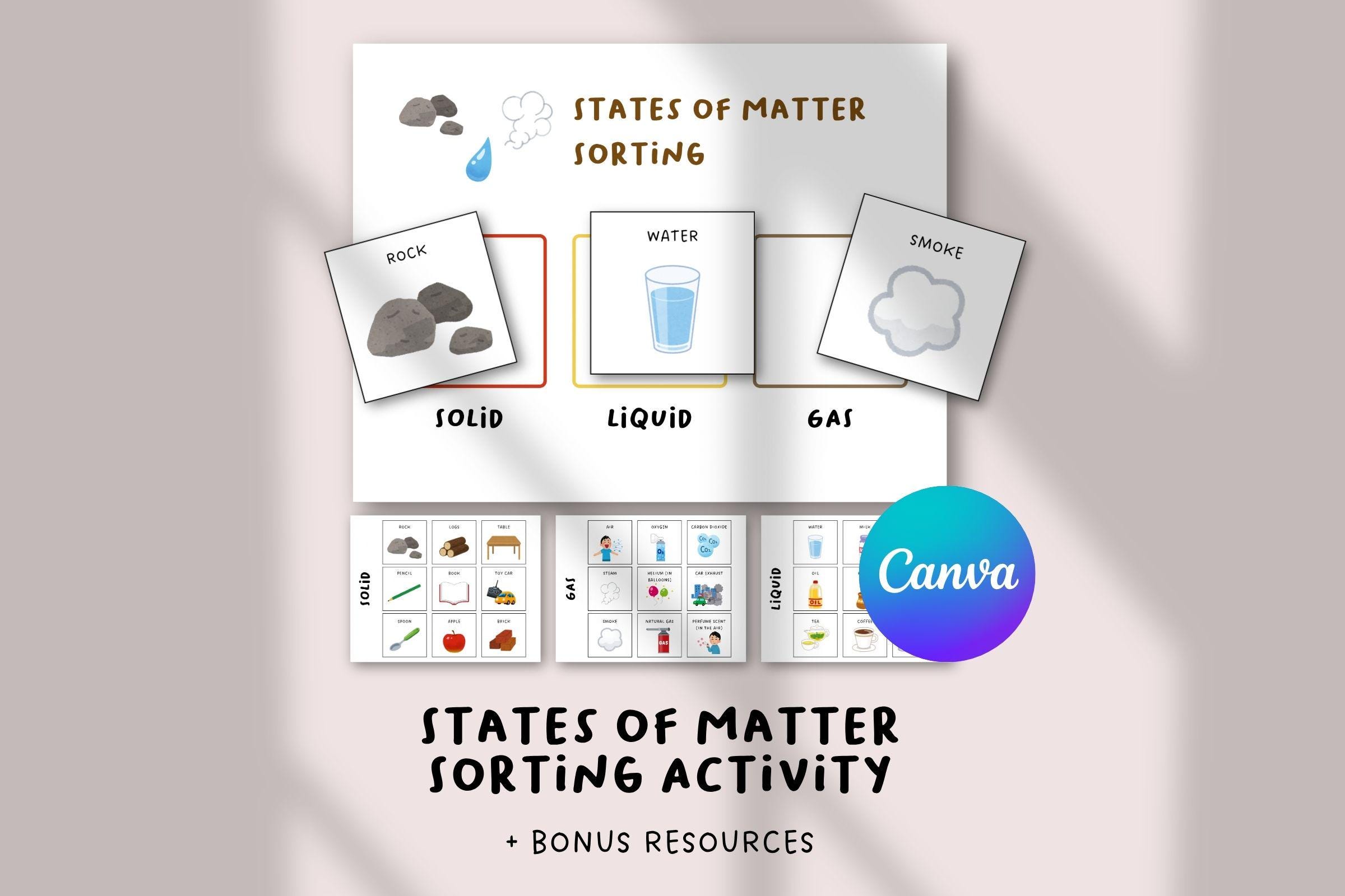 States of Matter Sorting | Solid Liquid Gas Activity | Chemistry ...