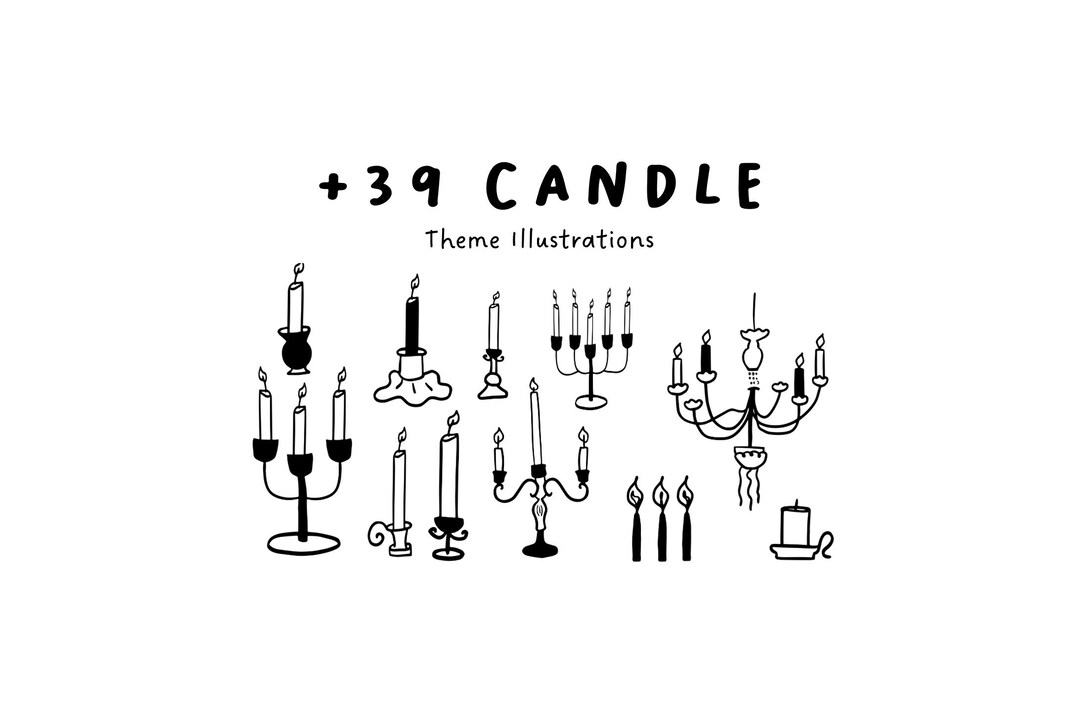 39 Hand-drawn Candle Vector Set Ai, Svg, Pdf, Png & Jpg Bundle Set - Etsy