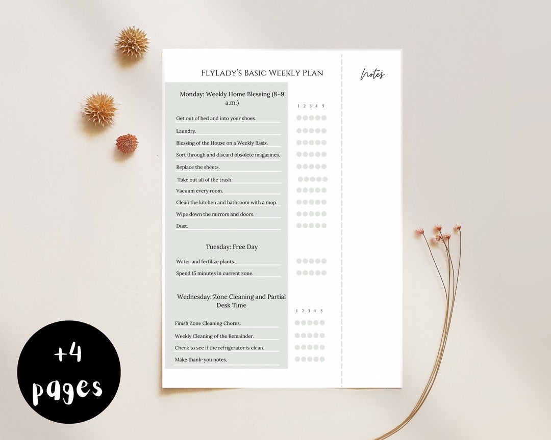 Editable Flylady Basic Weekly Plan & Flylady Weekly Checklist - Etsy