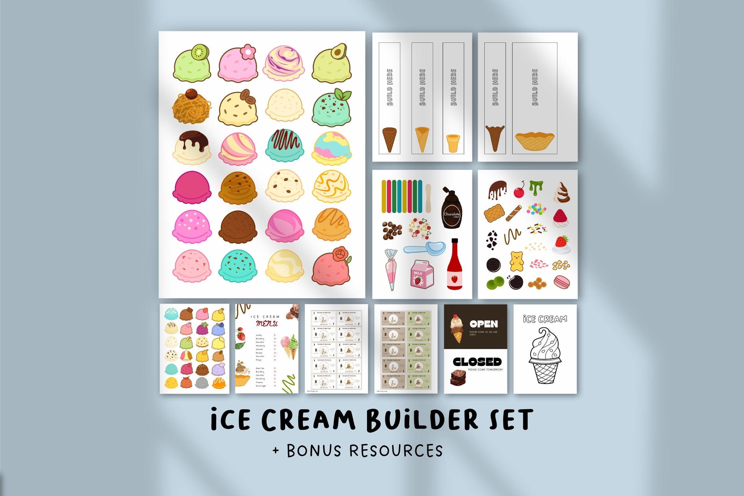 Ice Cream Builder Printable Activity – Toddler Fine Motor & Pattern ...