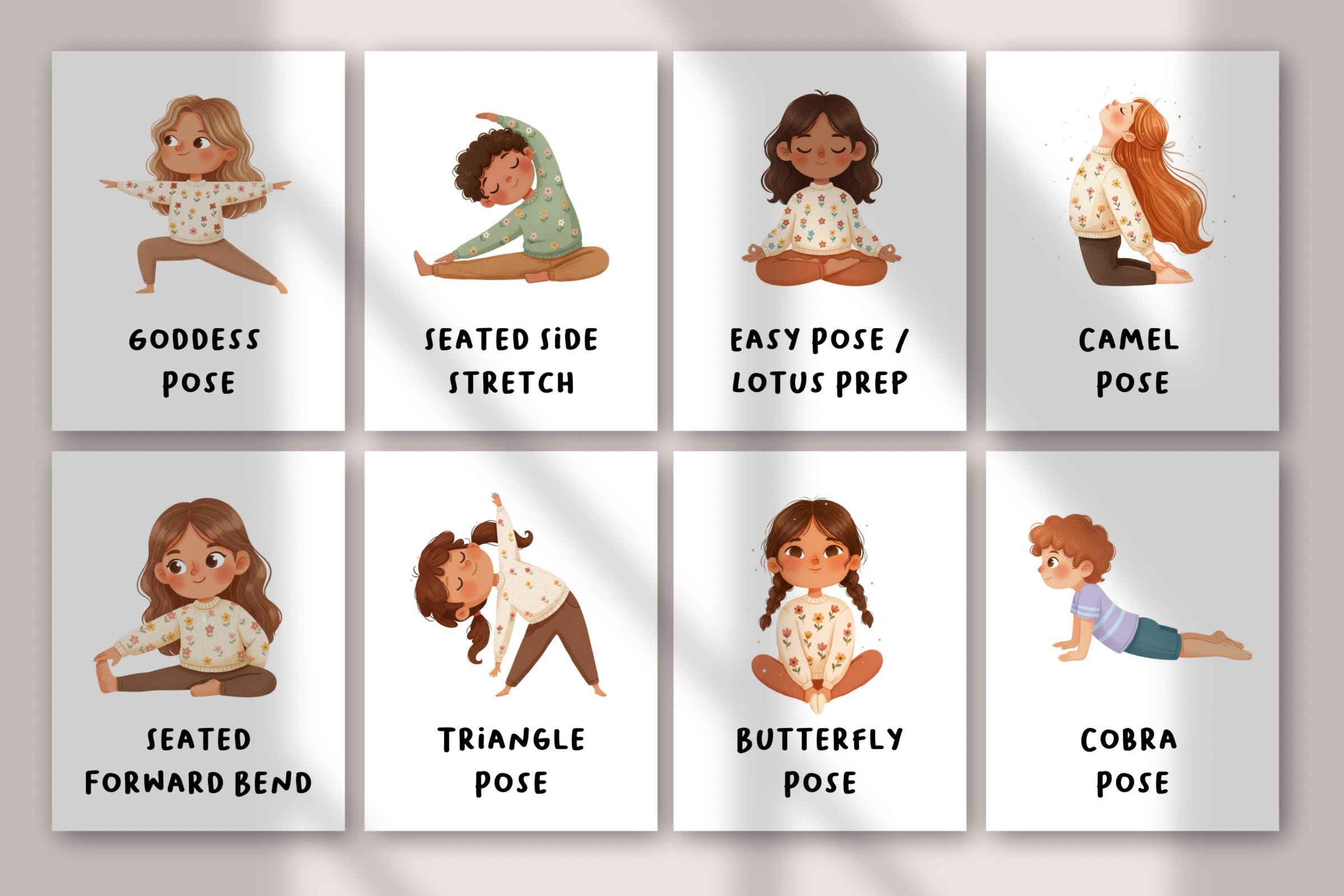 Kids Yoga Poses Flashcards | Printable Yoga Cards for Kids, Mindfulness ...