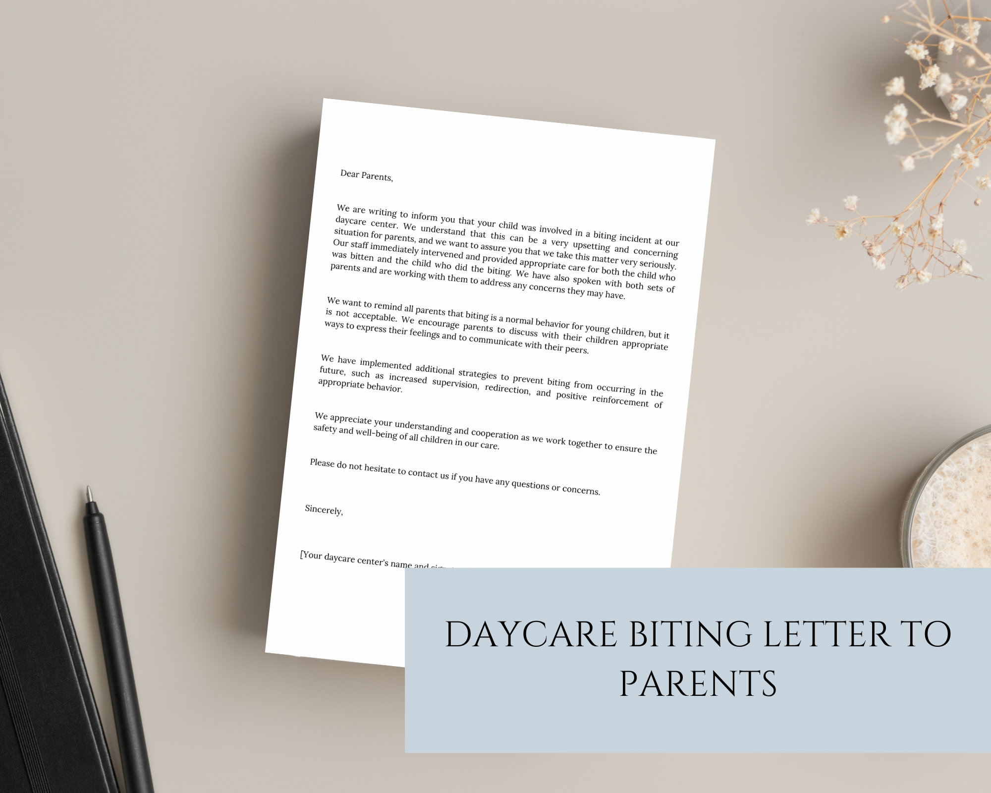 Daycare Biting Letter to Parents - Editable Template (canva) - Etsy