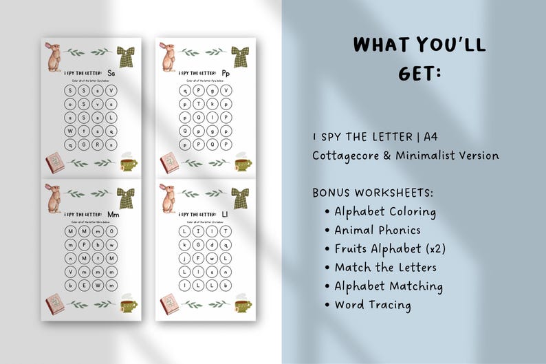 I Spy Alphabet Printable Game – Cottagecore Letter Recognition ...