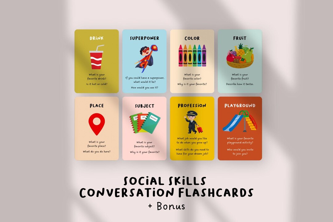 Social Skills Conversation Flashcards | Communication & Friendship ...