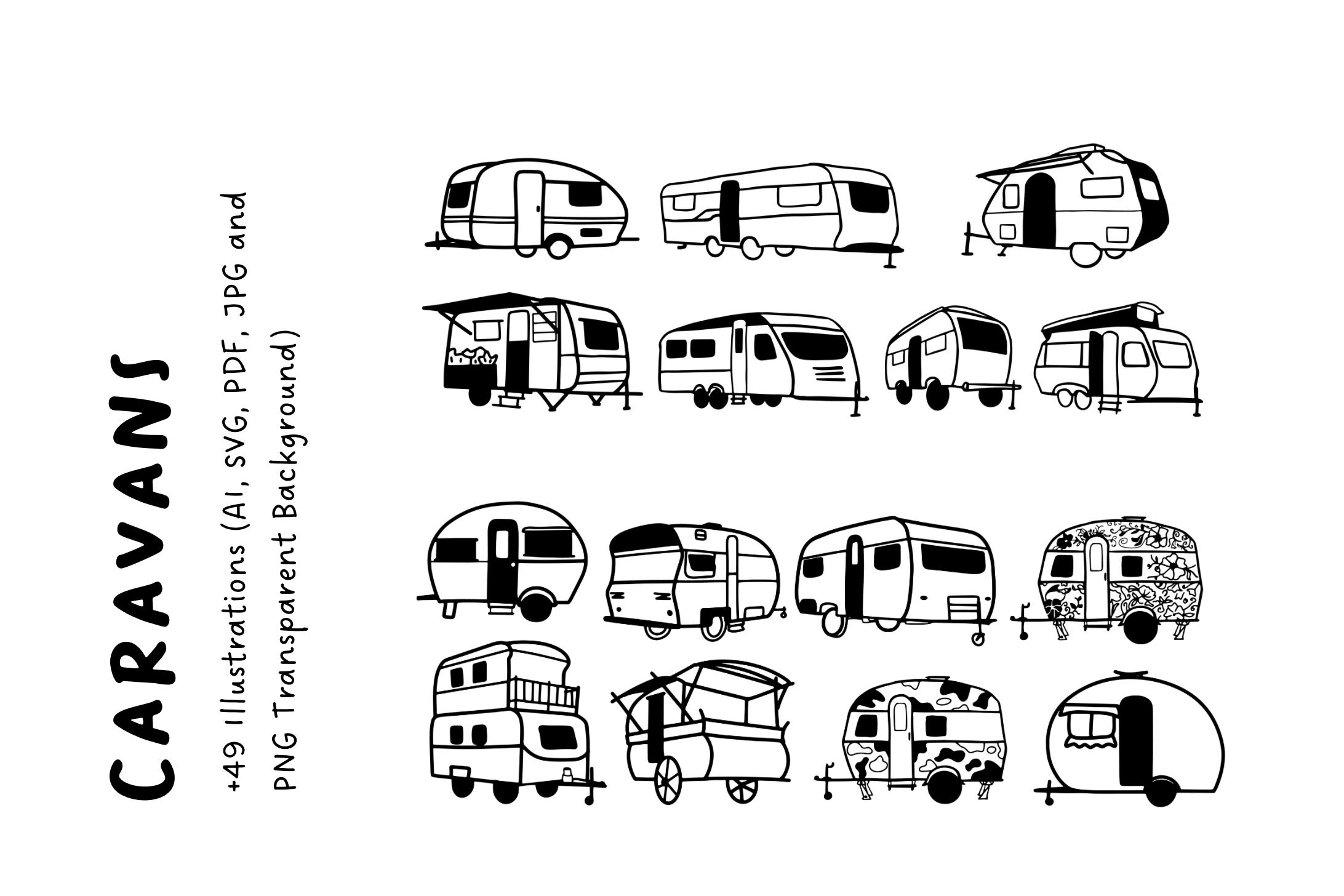 49 Caravan Theme Illustrations Ai, Svg, Pdf, Png & Jpg Bundle Set - Etsy
