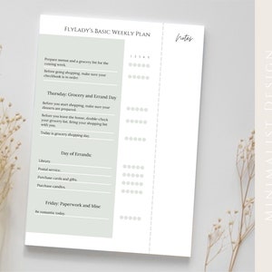 Editable Flylady Basic Weekly Plan & Flylady Weekly Checklist - Etsy