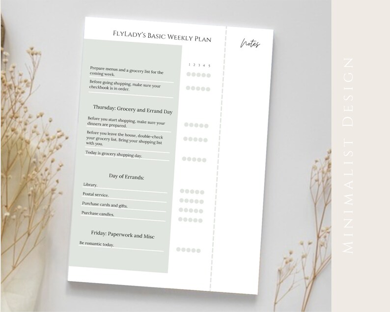 Editable Flylady Basic Weekly Plan & Flylady Weekly Checklist - Etsy