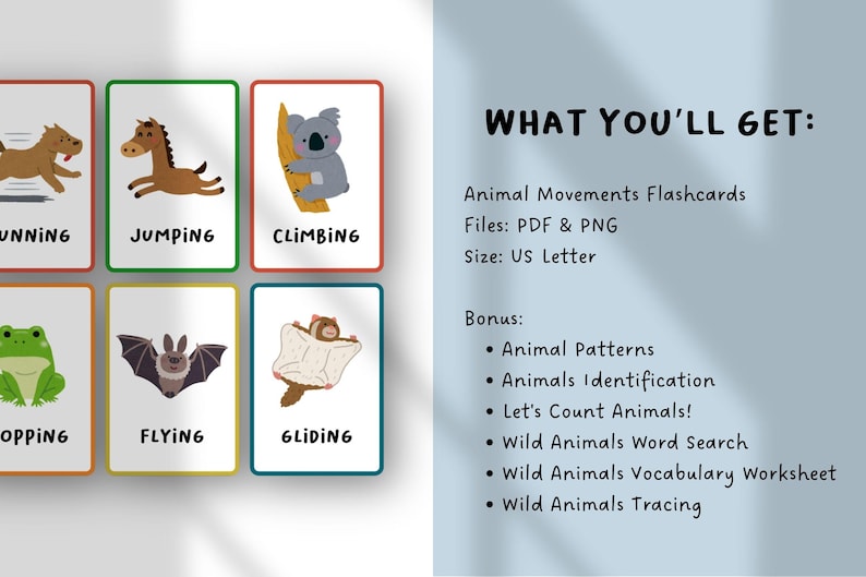 Animal Movements Flashcards | How Animals Move Activity | Preschool ...