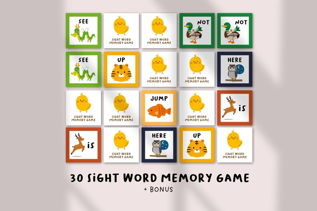 Sight Word Memory Game Printable | 30 Sight Words Matching Cards ...