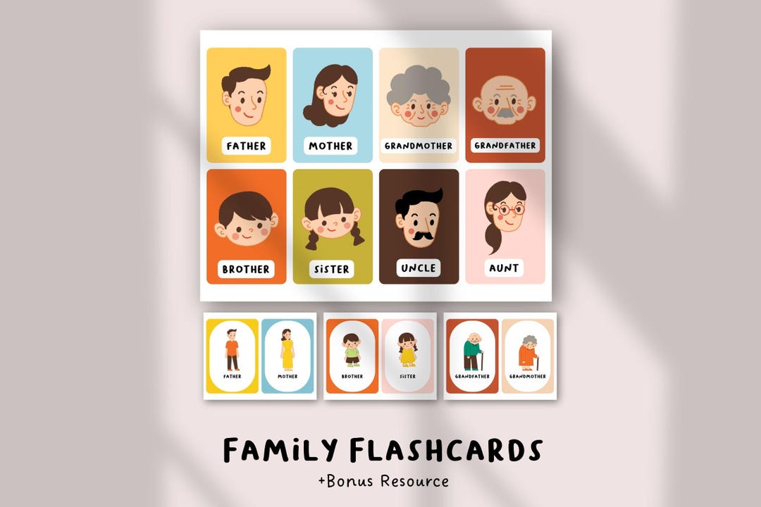 Family Flashcards for Kids | ESL Family Members Vocabulary | Printable ...
