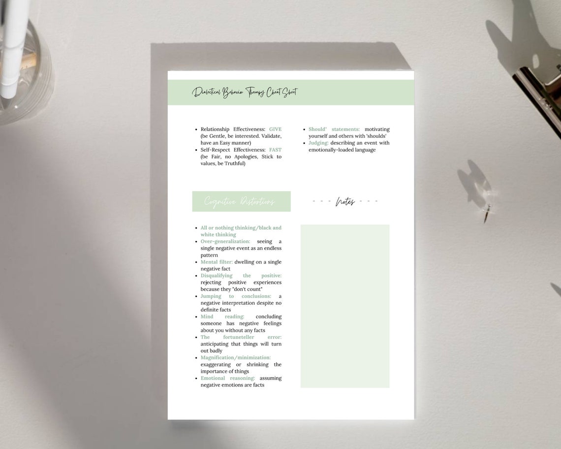 18 DBT Cards Bundle Dialectical Behavior Therapy Journal A - Etsy