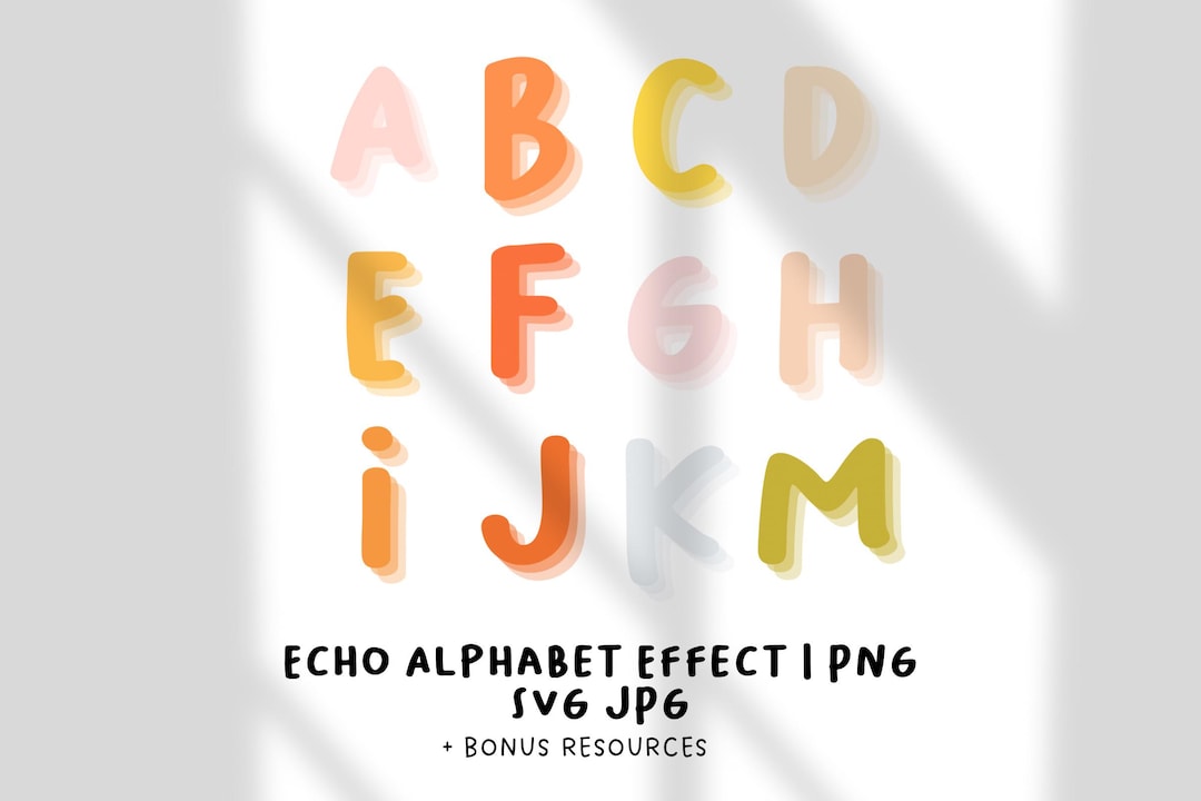 Echo Alphabet SVG Letters | Retro Groovy Font Effect | Bold Layered ...