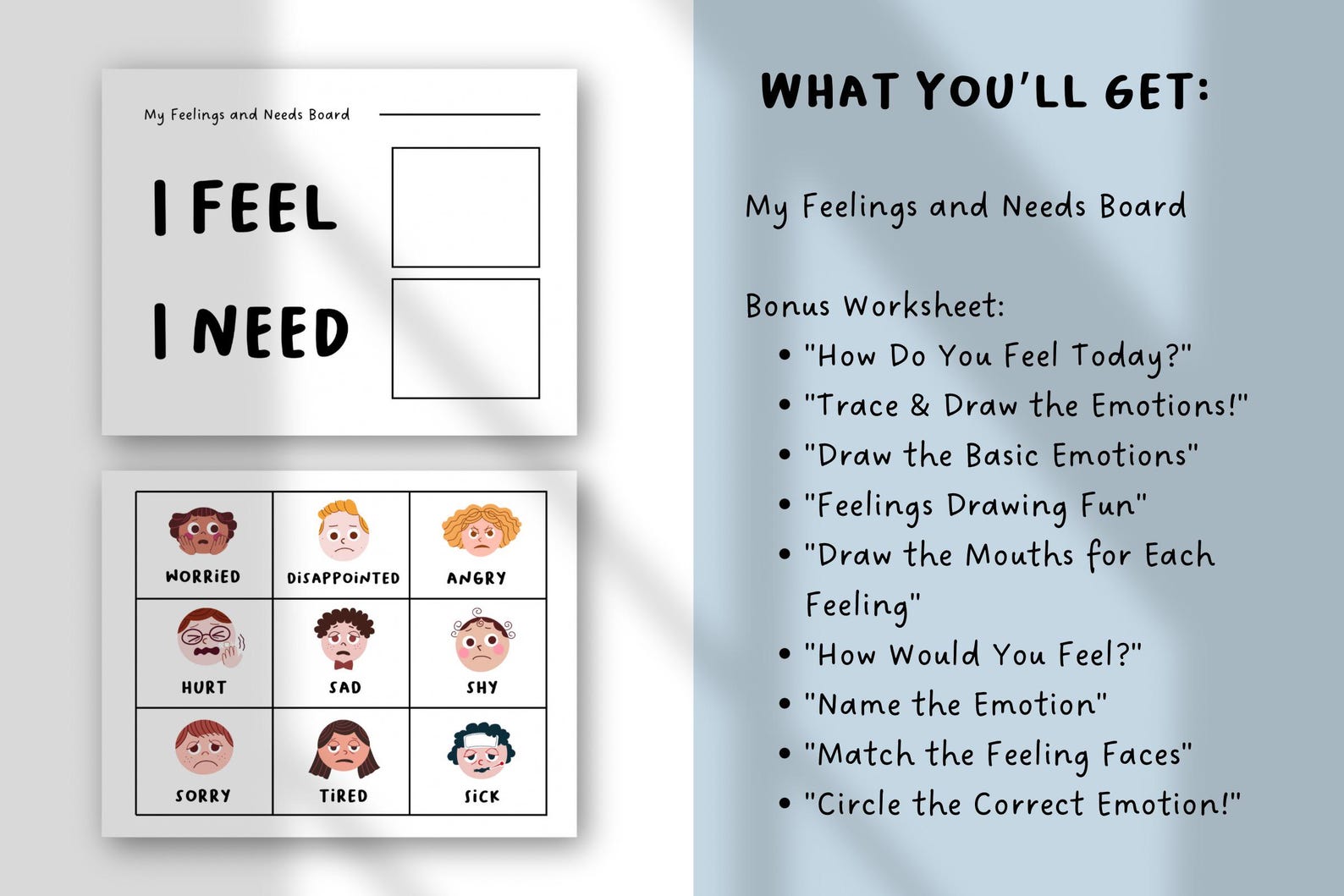 Feelings and Needs Chart for Kids | Editable Emotions Board | Preschool ...