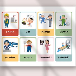 Jobs Flashcards for Kids | Occupations Vocabulary Cards | Community ...