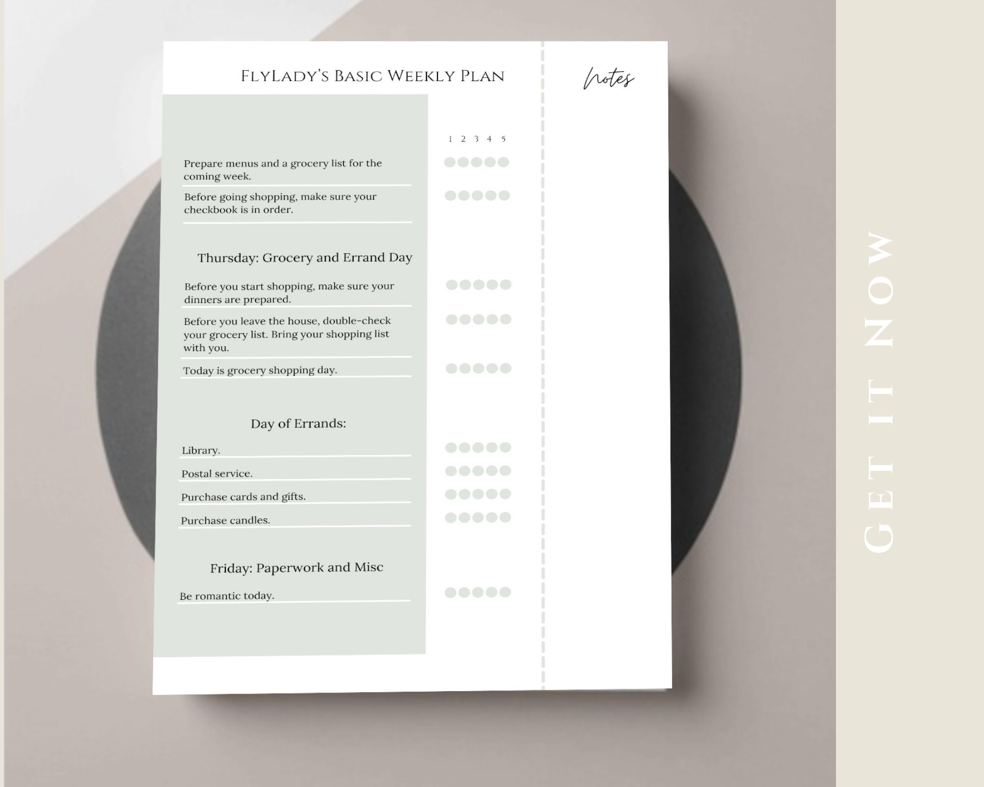 Editable Flylady Basic Weekly Plan & Flylady Weekly Checklist - Etsy