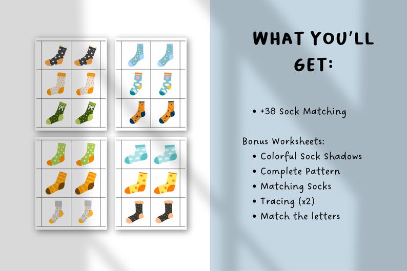 38+ Sock Matching Game for Kids | Printable Toddler & Preschool ...