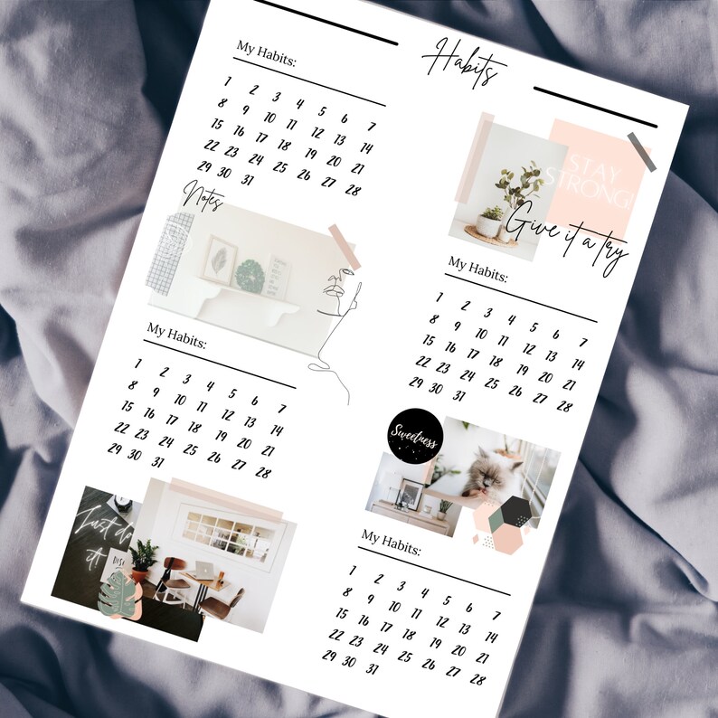 Aesthetic Habit Tracker: Scrapbook Version - Etsy