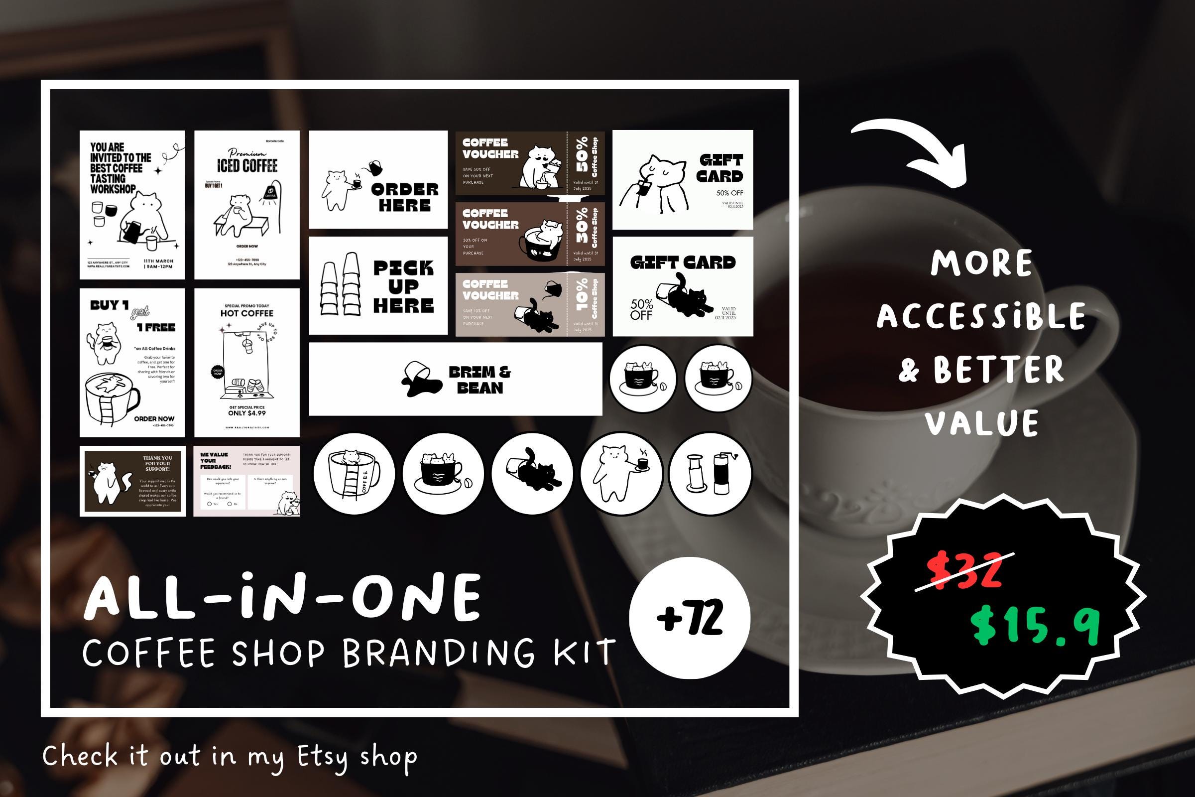 Cute Grand Opening Coffee Shop Flyer | Purrfect Perks Flyer Template - Etsy