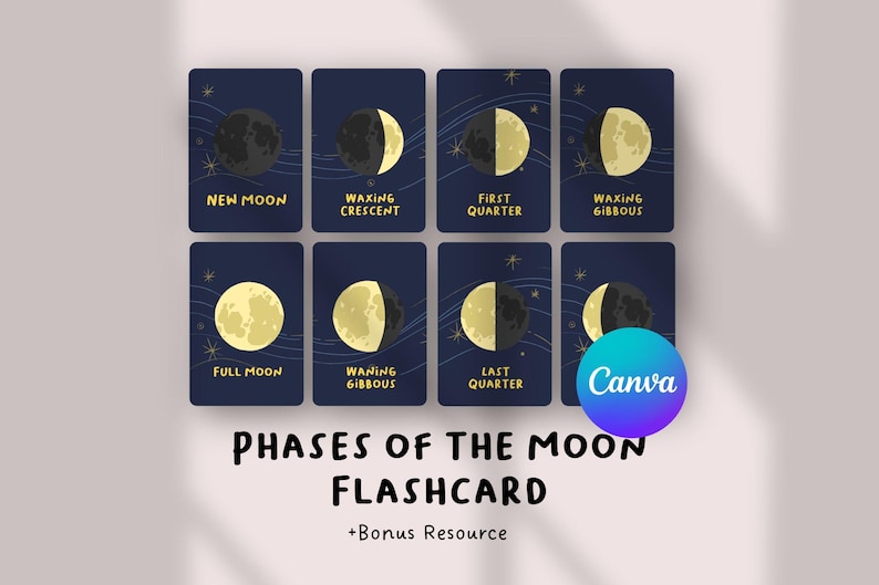 Phases of the Moon Flashcards | Space Science Activity for Kids ...