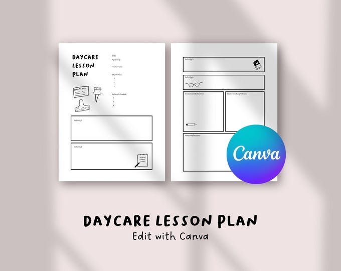 Daycare Lesson Plan Template - Etsy Canada