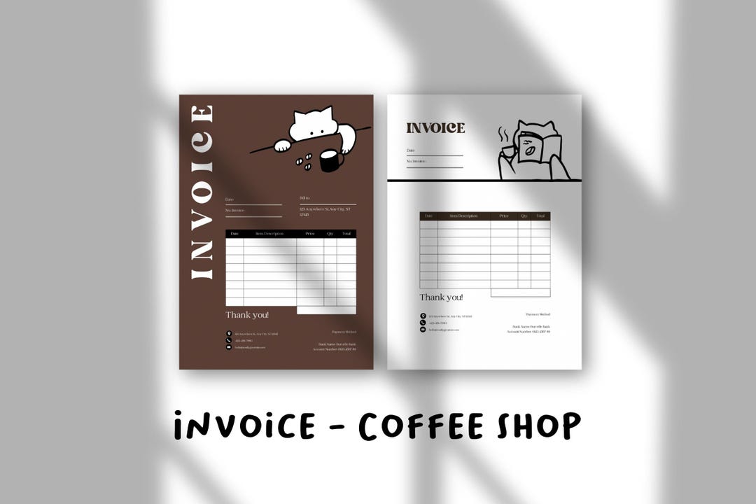 A4 Invoice | PDF & PNG | Cute and Minimalist Style - Edit With Canva - Etsy