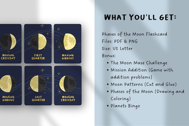 Phases of the Moon Flashcards | Space Science Activity for Kids ...