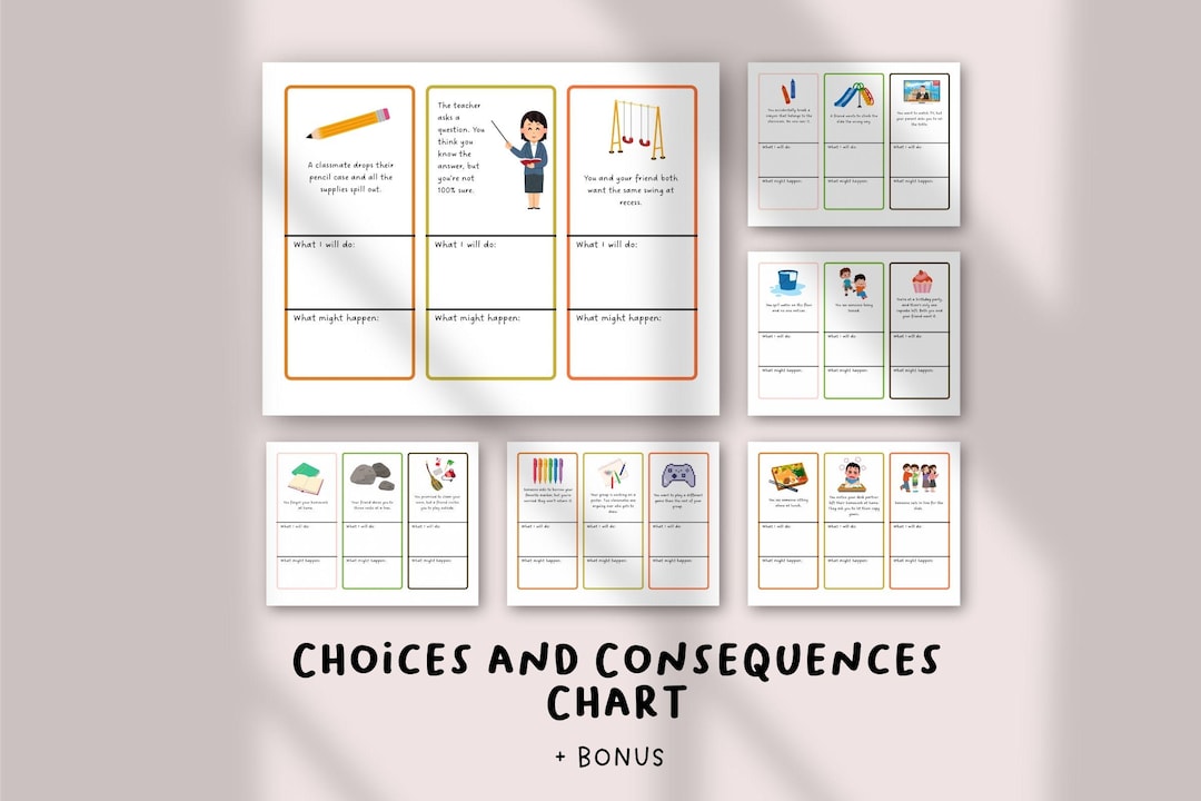 Choices and Consequences Worksheet | Kids Behavior Printable | Social ...