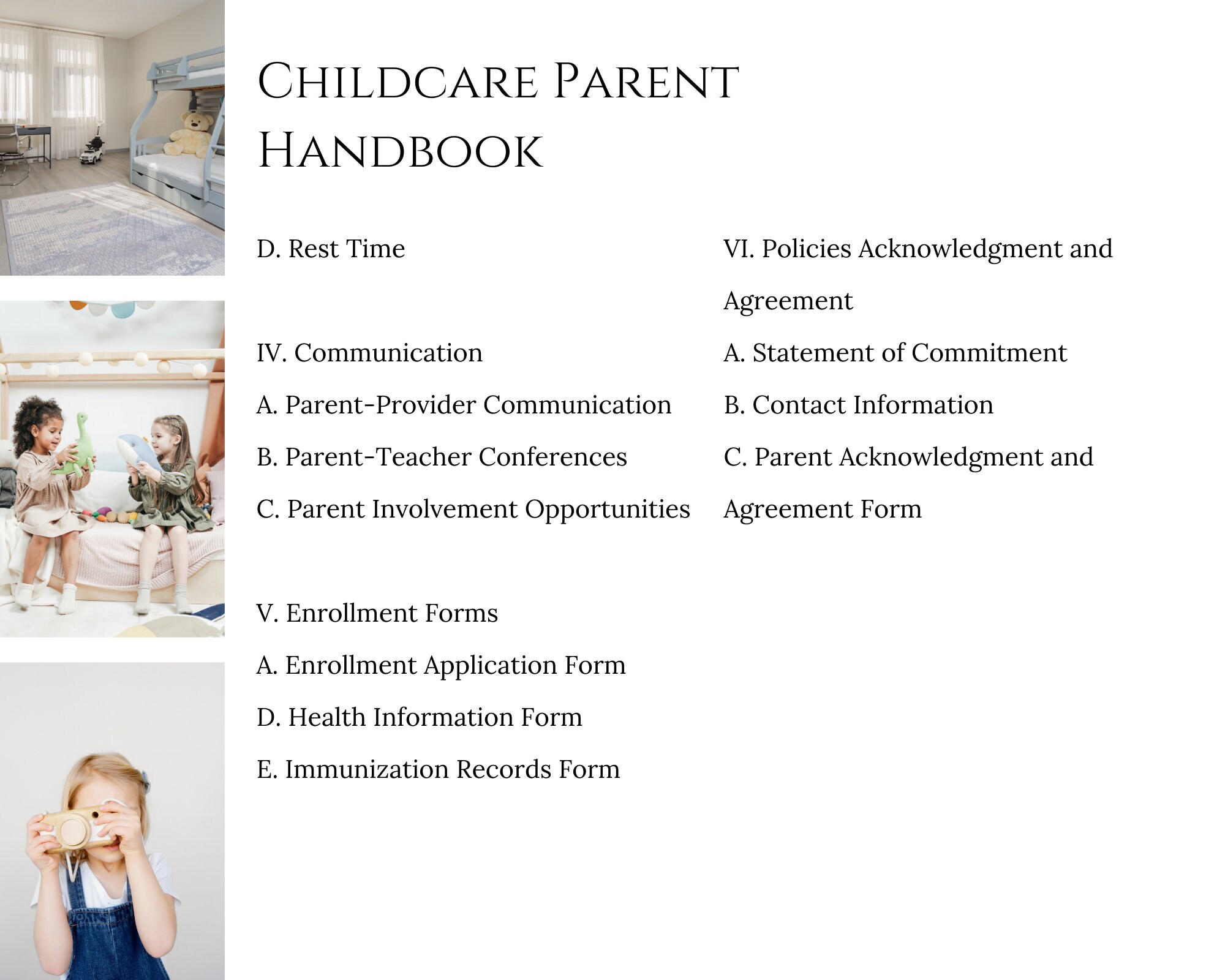 Childcare Parent Handbook Template Edit With Canva - Etsy