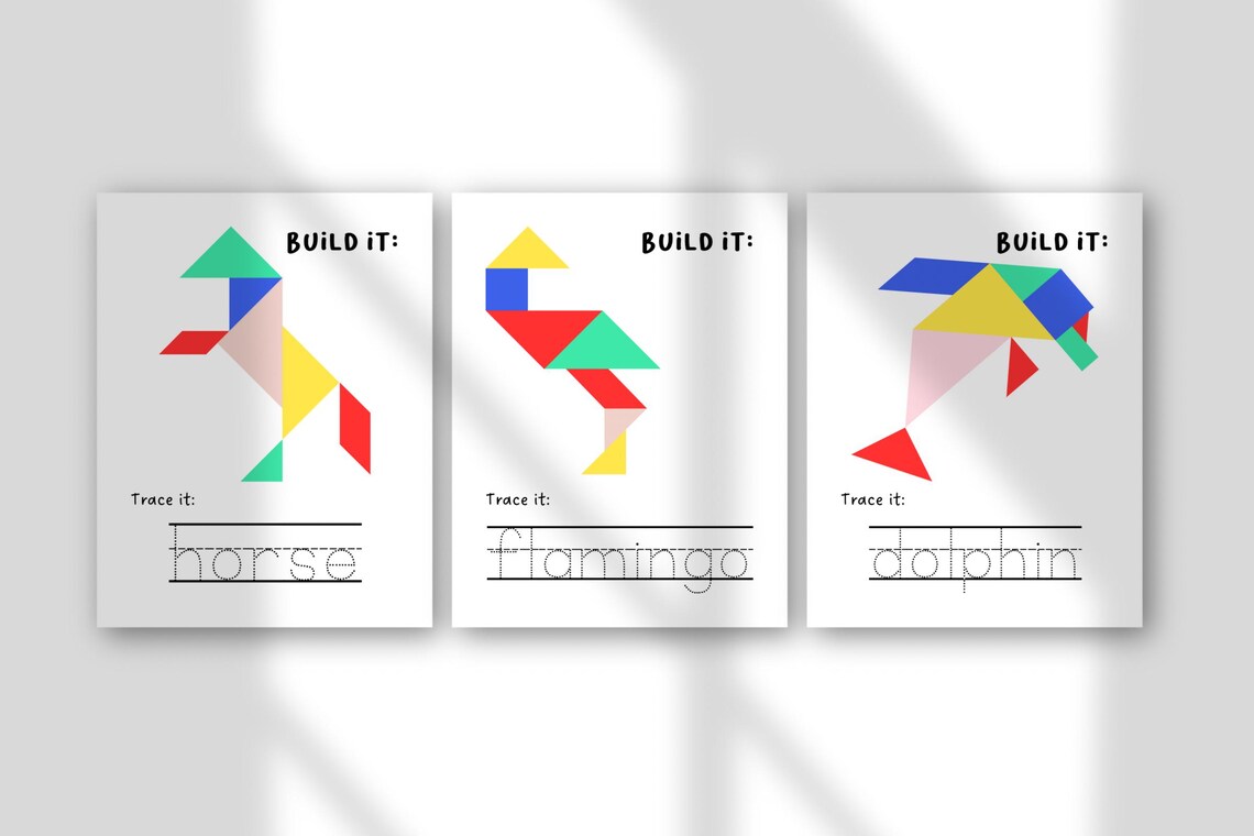 Animal Tangram Puzzle Printable – Shape Matching Activity – Fine Motor ...