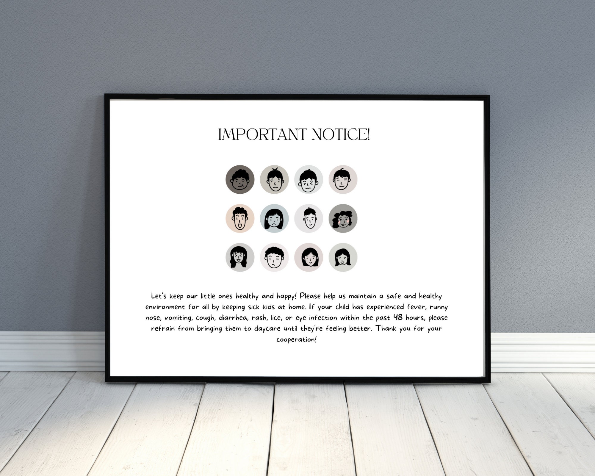 Editable Sick Policy Sign for Daycares, Preschools, and Churches ...