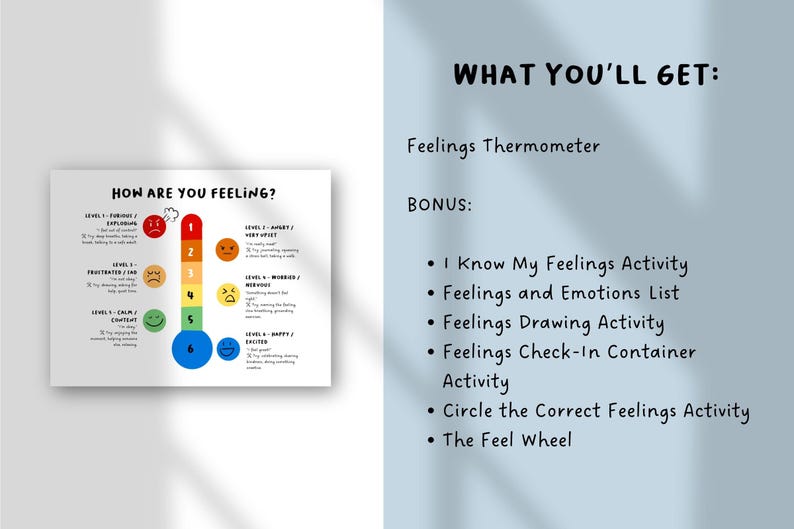 Feelings Thermometer Printable for Kids | Emotional Regulation Tool ...