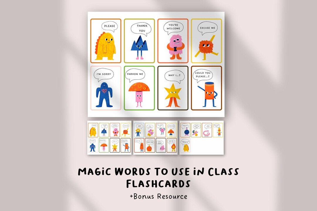 Magic Words Classroom Flashcards | Polite Words for Kids | Manners and ...