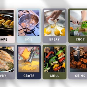 Cooking Verbs Flashcards for Kids | Printable Food & Kitchen Vocabulary ...