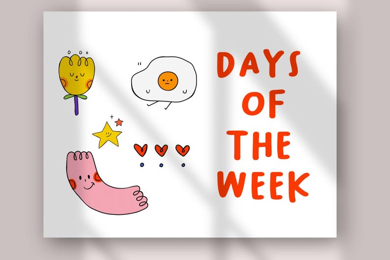 Days of the Week Flashcards | ESL Calendar Vocabulary | Preschool ...