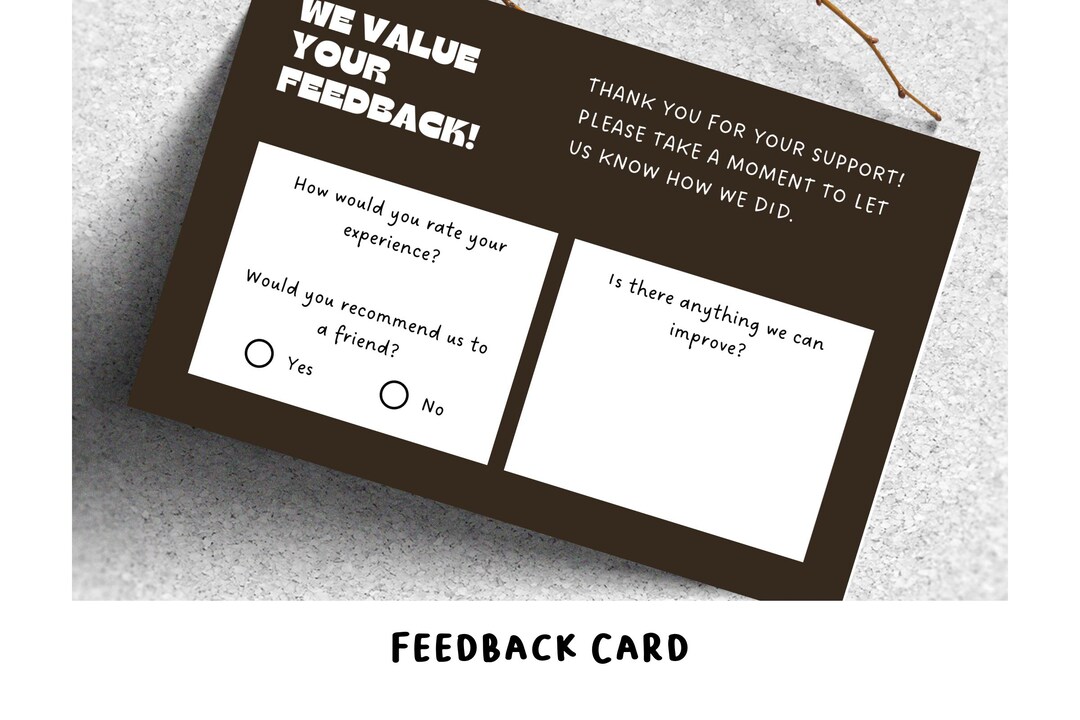 Customer Feedback Card Template - Edit With Canva - Etsy