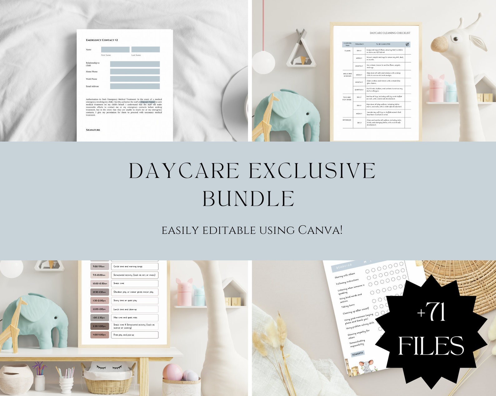 Daycare Exclusive Bundle 71 FILES Daycare Starter Kit Daycare Policies ...