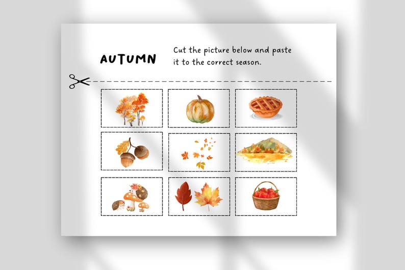 Four Seasons Matching Worksheet for Kids | Printable Weather & Seasons ...