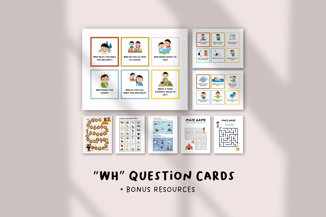 WH Question Cards | Speech Therapy Materials | who What Where When Why ...