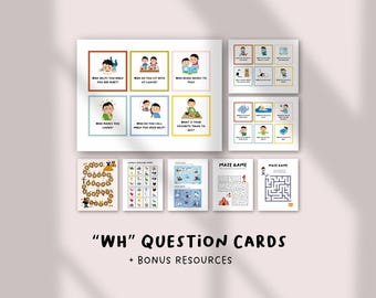 Wh-questions - 100 Printable Task Cards (who | What | Where | When ...