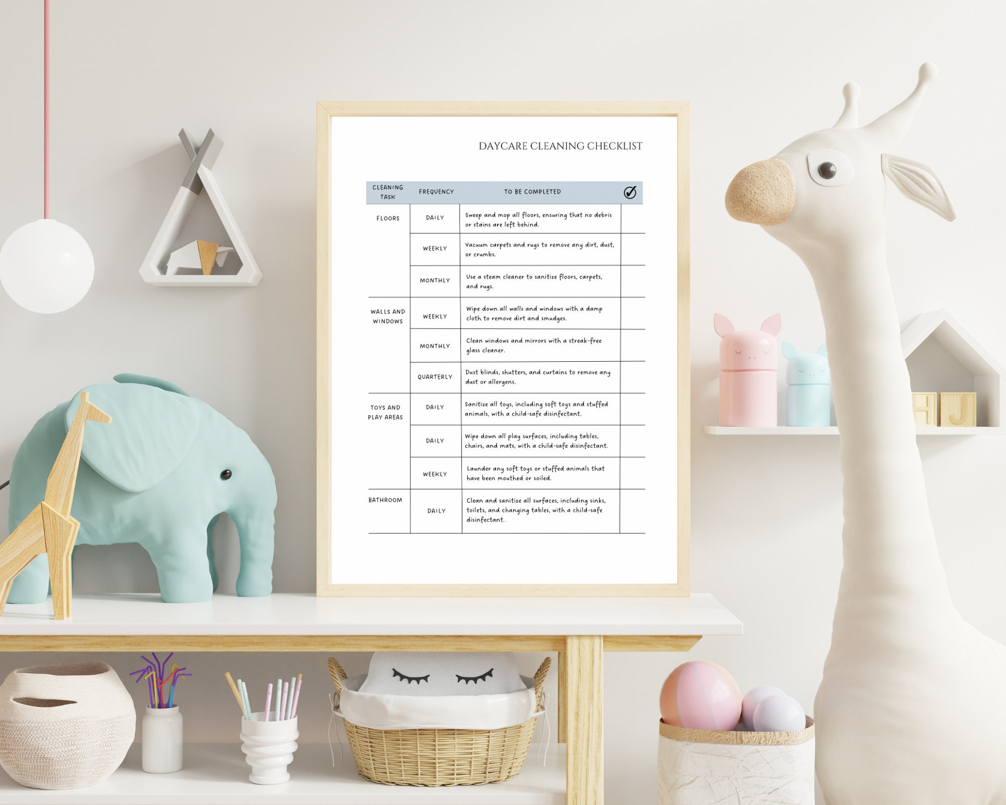 Daycare Cleaning Checklist Editable Template canva - Etsy